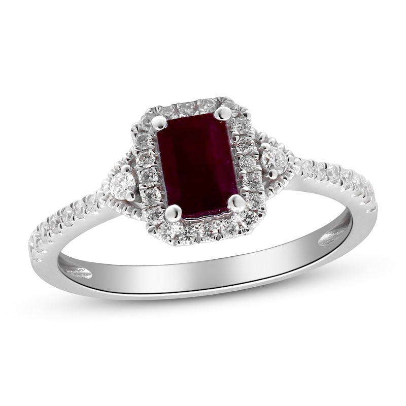 Natural Ruby Ring 1/4 ct tw Diamonds 10K White Gold | Jared