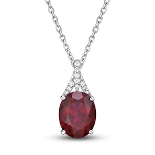 Lab-Created Ruby Pendant Necklace 1/8 ct tw Round 10K White Gold | Jared