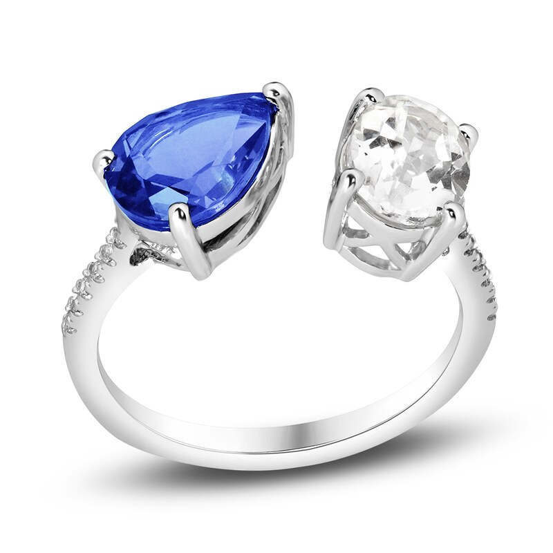 Blue & White Lab-Created Sapphire Ring 10K White Gold | Jared