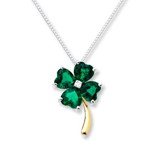 Clover Necklace Lab-Created Emerald Sterling Silver/10K Yellow Gold | Jared