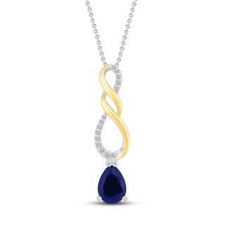 Lab-Created Sapphire Infinity Necklace Sterling Silver/10K Gold | Jared