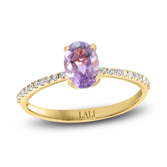 LALI Jewels Natural Amethyst Engagement Ring 1/10 ct Diamonds 14K ...