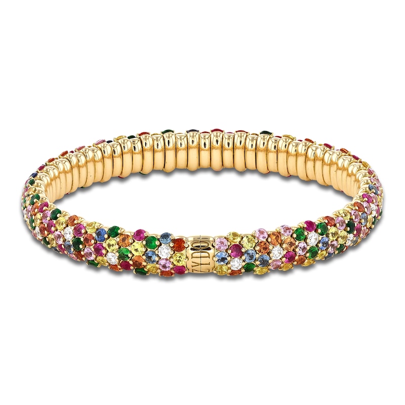 ZYDO Multi-Gemstone & Diamond Stretch Bracelet 7/8 ct tw 18K Yellow ...