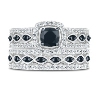 Black Diamond Bridal Set 1 ct tw Round 10K White Gold | Jared