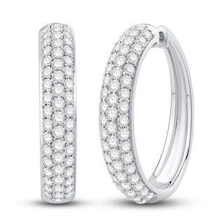 Diamond Hoop Earrings 2 ct tw Round 14K White Gold | Jared