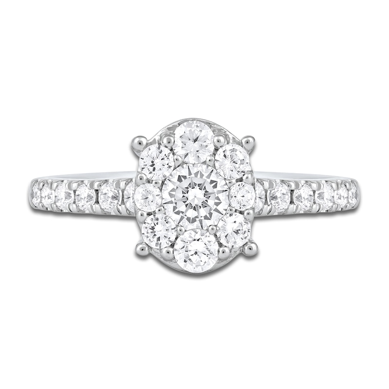 Diamond Halo Engagement Ring 1 ct tw Round 14K White Gold | Jared