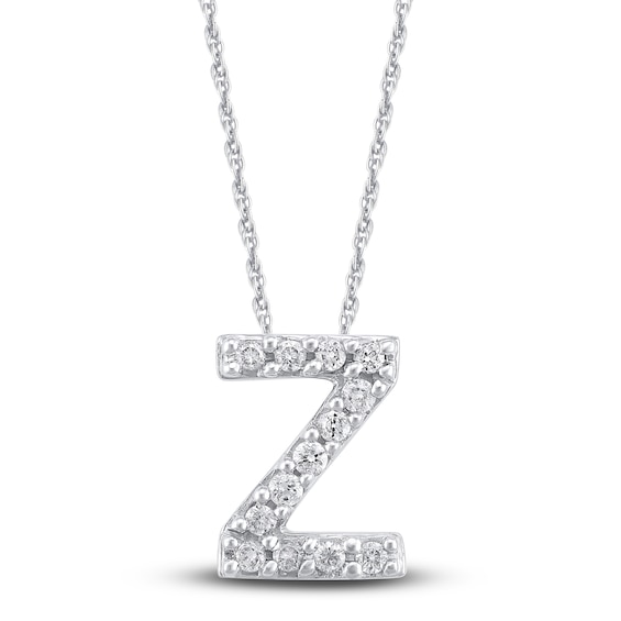 Diamond Letter Z Necklace 1/20 ct tw Round 14K White Gold 18" | Jared
