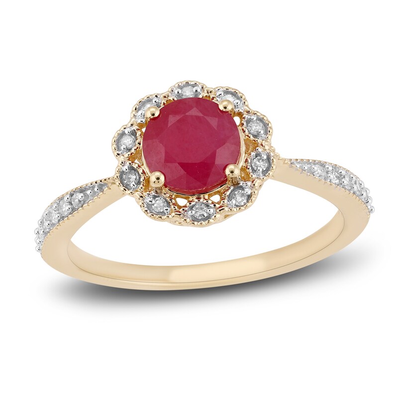 Natural Ruby Engagement Ring 1/8 ct tw Diamonds 14K Yellow Gold | Jared