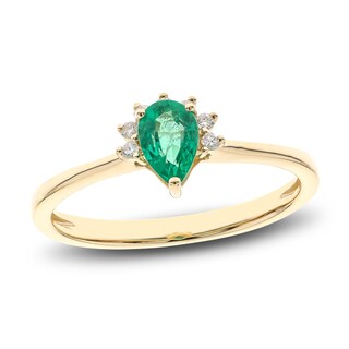 Natural Emerald Ring 1/20 ct tw Diamonds 14K Yellow Gold | Jared