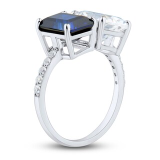 Blue & White Lab-Created Sapphire Ring 10K White Gold | Jared
