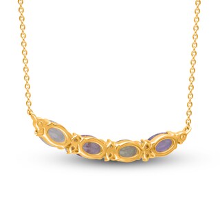 Kallati Oval-Cut Natural Multi-Sapphire Necklace 1/8 ct tw Diamonds 14K ...