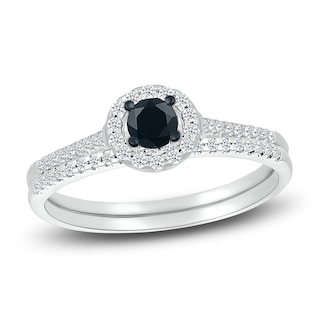 Black Diamond Bridal Set 1/2 ct tw Round-cut 14K White Gold | Jared