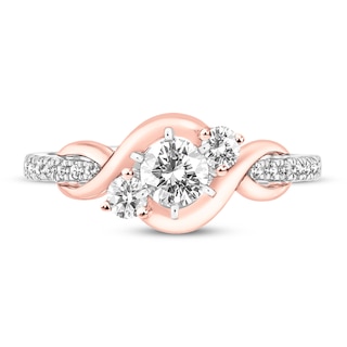 Three-Stone Diamond Engagement Ring 5/8 ct tw Round 14K Two-Tone Gold ...