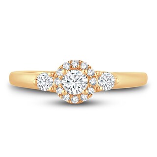 Diamond Halo Ring 3/8 ct tw Round 14K Yellow Gold | Jared