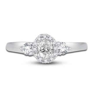 Diamond 3-Stone Ring 3/8 ct tw Oval/Round 14K White Gold | Jared