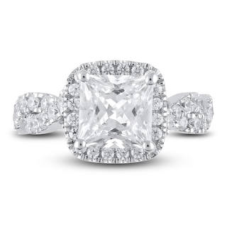 Lab-Created Diamond Engagement Ring 2-7/8 ct tw Princess/Round 14K ...