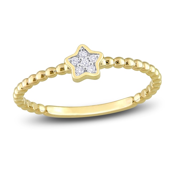 High-Polish Star Ring Diamond Accents 14K Yellow Gold | Jared