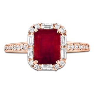 LALI Jewels Rectangle-Cut Natural Ruby & Diamond Halo Engagement Ring 3 ...